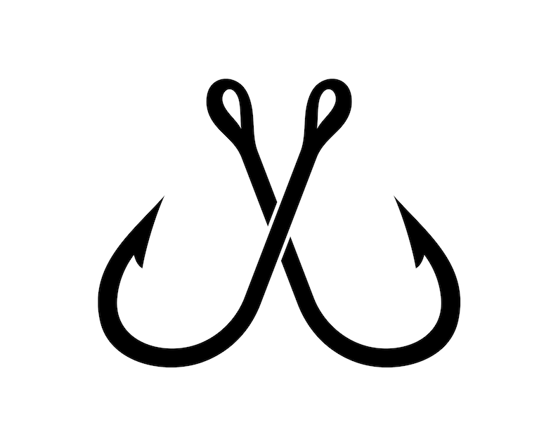Crossed Fishing Hook SVG, PNG - Bass Fishing Svg, Fishing Hook Svg ...