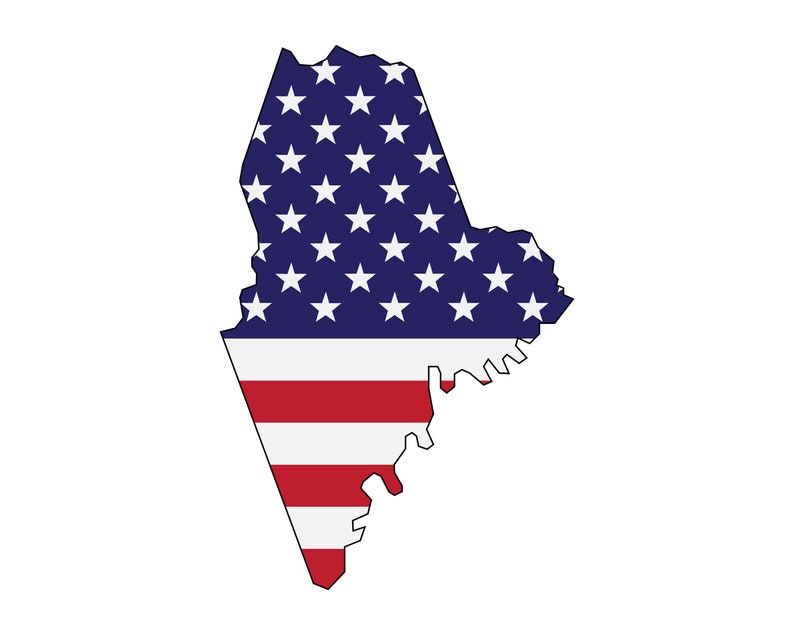 Maine Flag Map SVG PNG American Flag Svg Maine Outline - Etsy