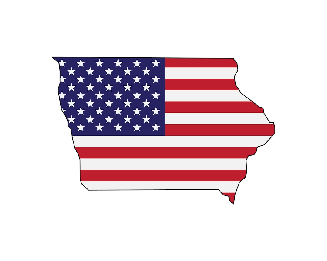 Iowa Flag Map SVG, PNG - American Flag Svg, Iowa Outline Svg, Iowa ...