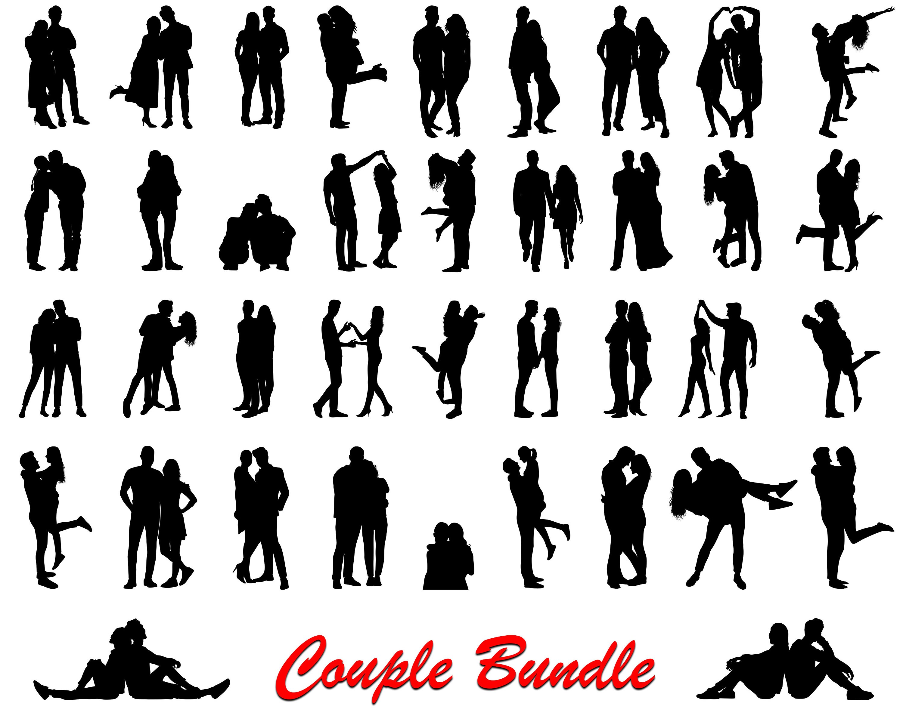 Silueta de pareja SVG PNG Amantes SVG Clipart archivos de - Etsy México