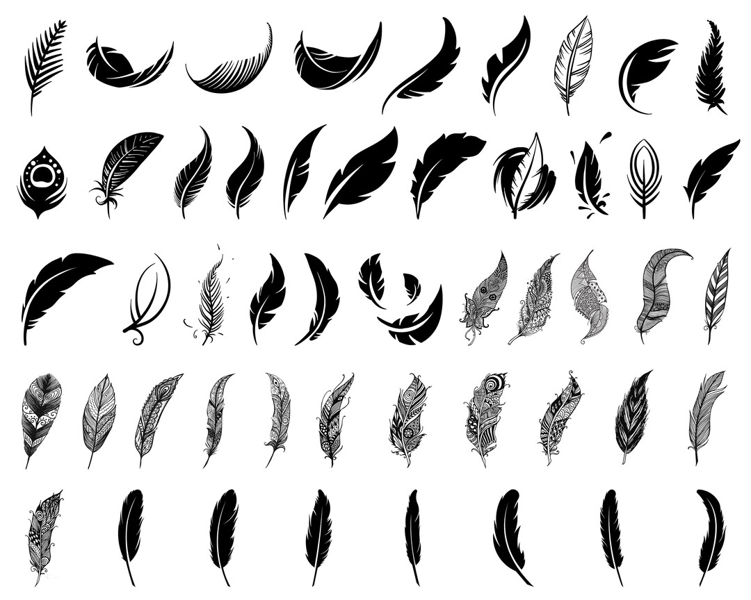 Feather SVG Bundle, Png, Feathers Svg, Feather Silhouette, Cut Files ...