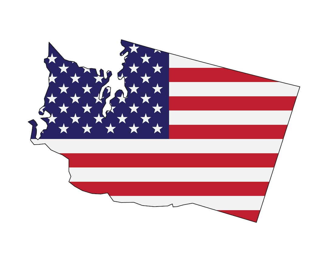 Washington Flag Map SVG, PNG - American Flag, Washington Outline Svg ...