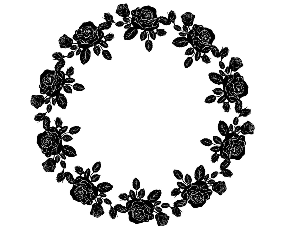 Floral Frame SVG Bundle, PNG, Black Rose SVG Frame, Clipart, Cut Files ...