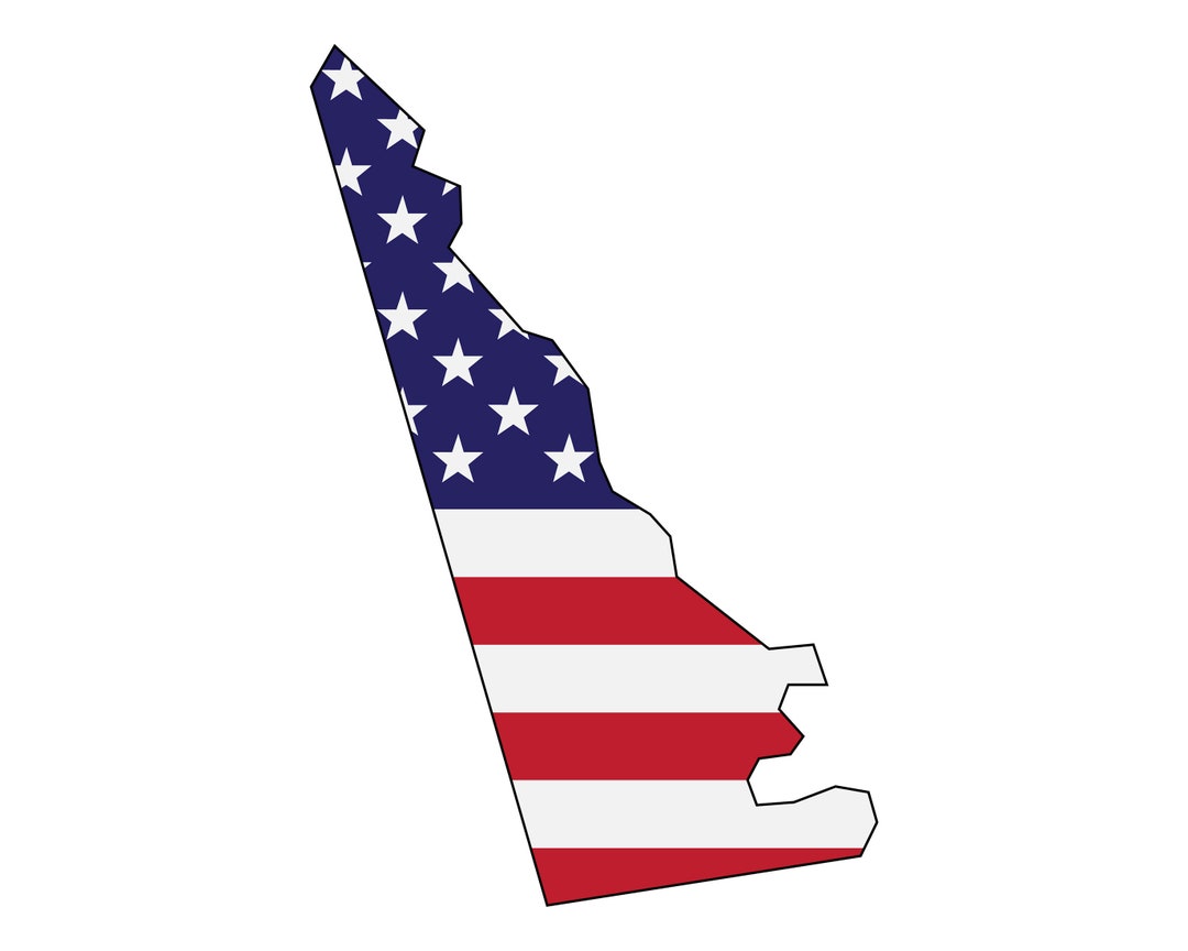 Delaware Flag Map SVG, PNG - American Flag Svg, Delaware Outline Svg ...