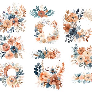 Boho Floral PNG Set Watercolor Clipart for Elegant Spring Weddings ...