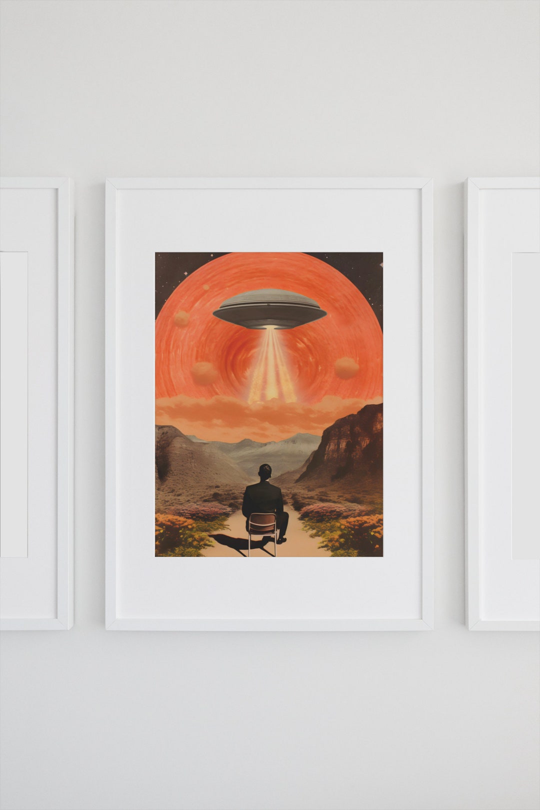 Ufo Art Print 70s Poster Trippy Wall Art Vintage Collage Art Retro ...
