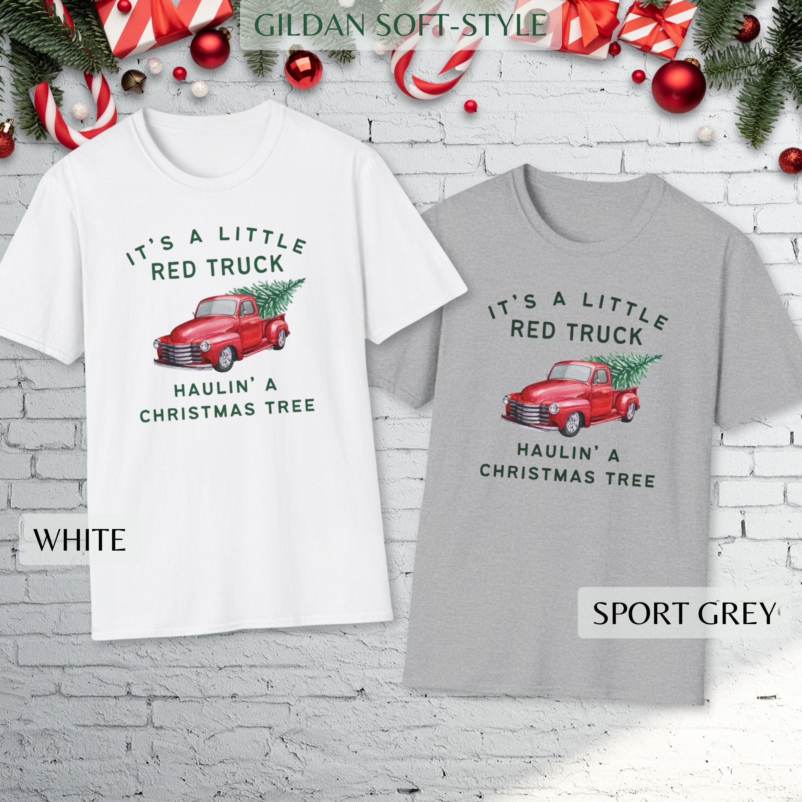 Little Red Truck Haulin' A Christmas Tree Funny Christmas - Etsy