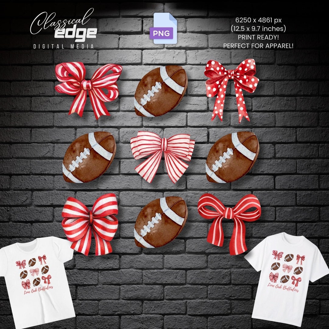 Football & Bows Graphic - PNG File - Etsy