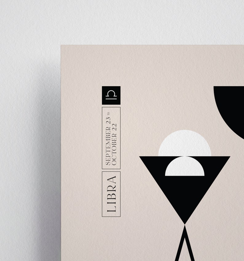 Libra Zodiac Fine Art Print Poster, Geometric Minimalist Wall Art - Etsy