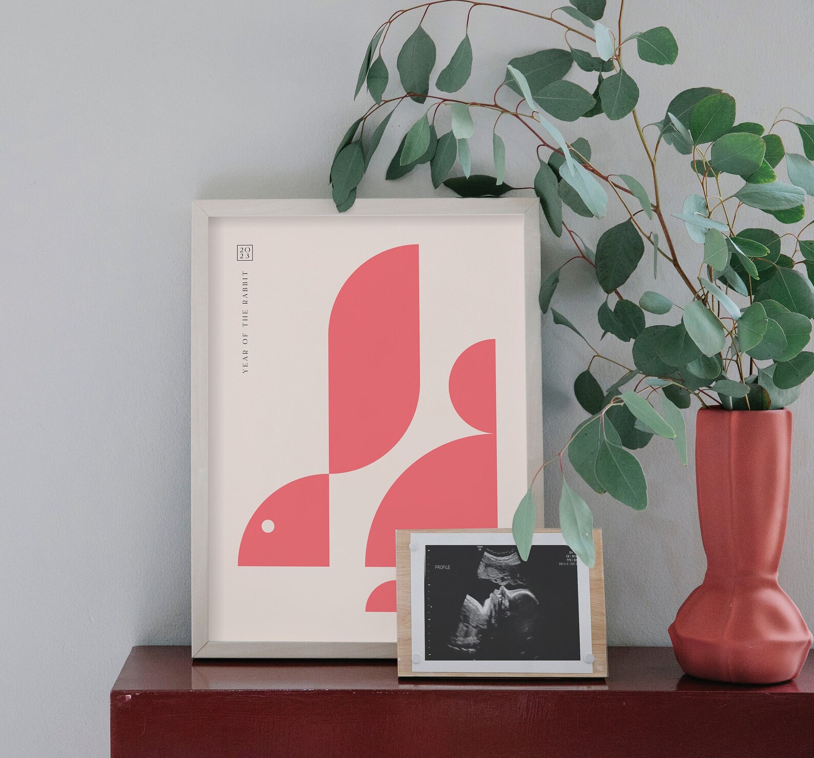 Year of the Rabbit 2023 Poster Modern Geometric Rabbit Wall - Etsy