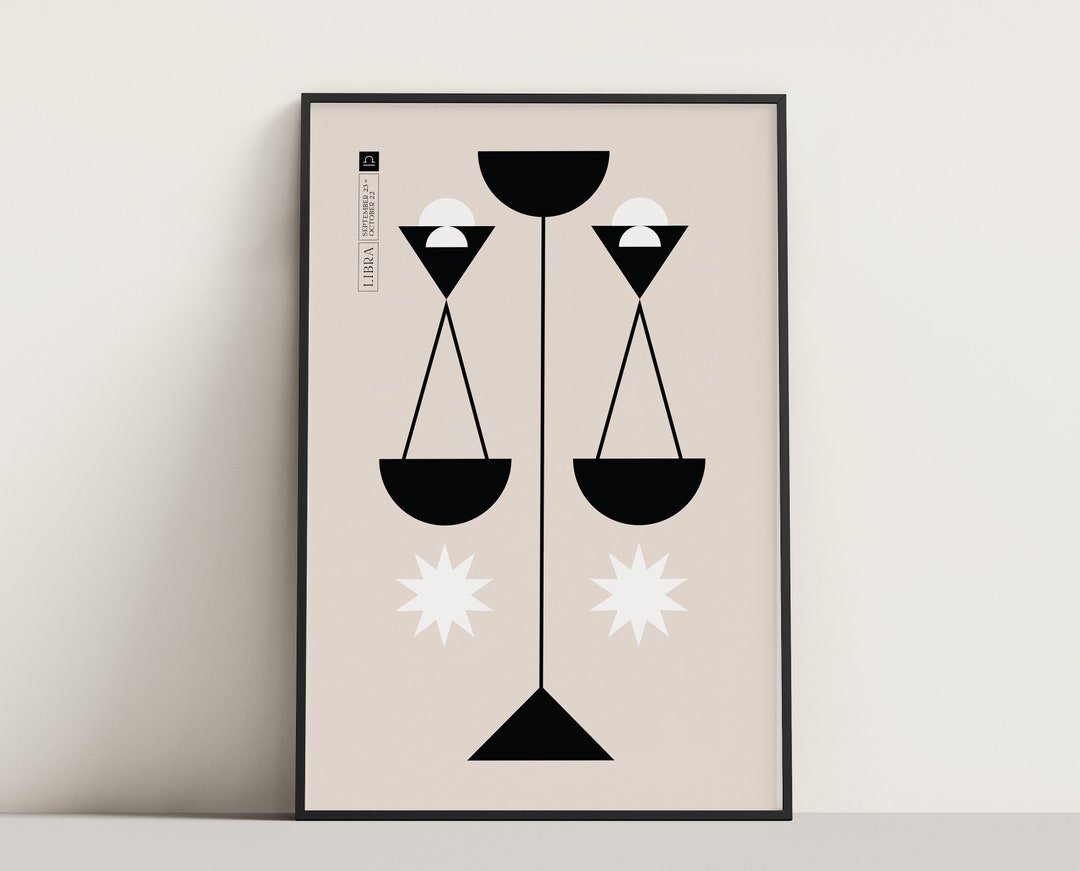 Libra Zodiac Fine Art Print Poster, Geometric Minimalist Wall Art - Etsy