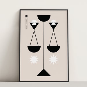 Libra Zodiac Fine Art Print Poster, Geometric Minimalist Wall Art - Etsy