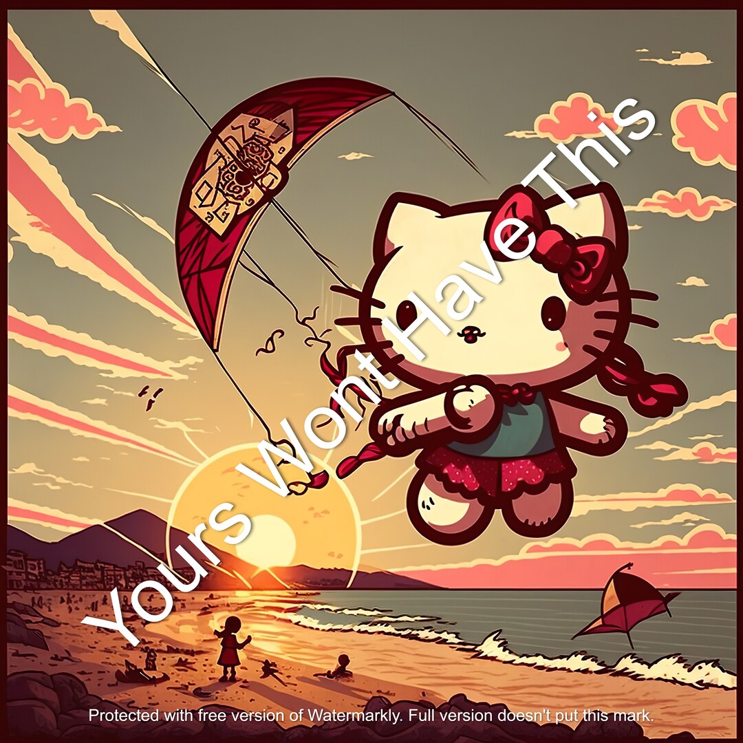 Kitty flying kite imagen descargable,png - Etsy México