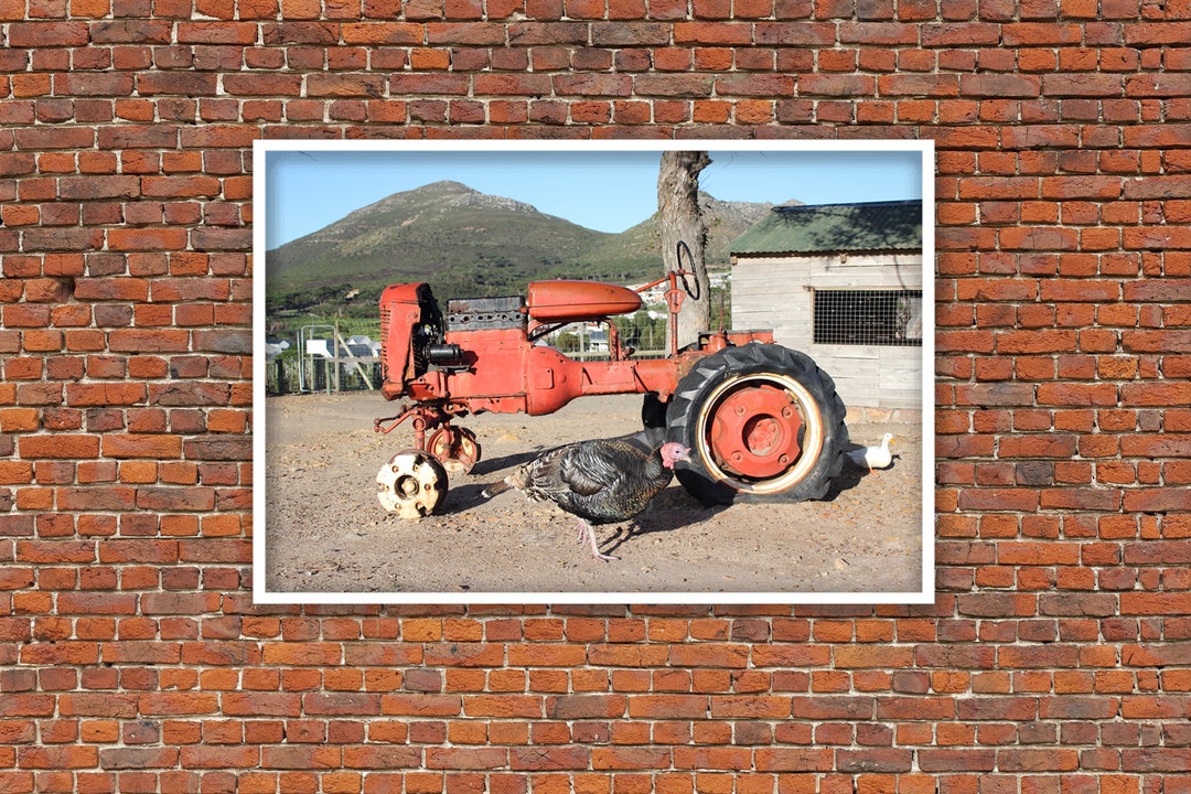 Vintage Red Tractor Poster, Farmhouse Decorations, Farm Style Decor ...