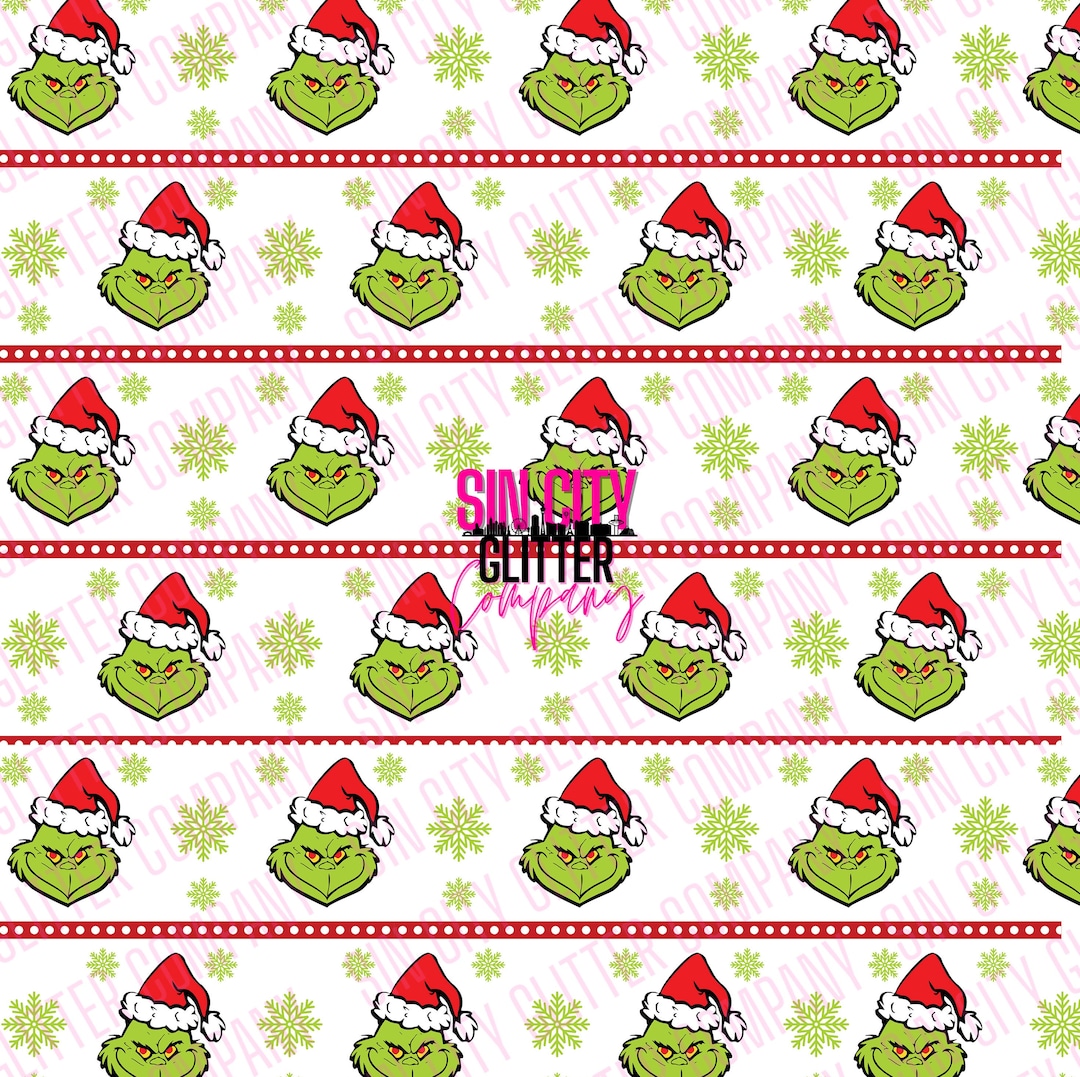 Grinchy Face Vinyl Sheet, Grinch, You're a Mean One Mr. Grinch, Green ...