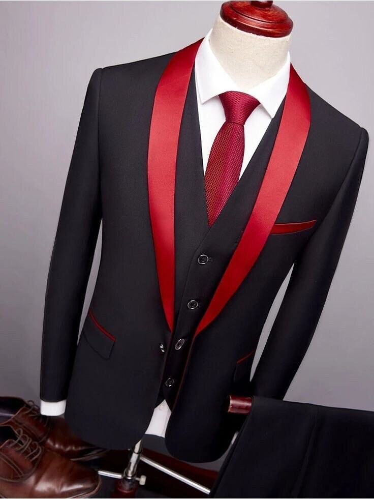 Black And Red Tuxedos For Weddings