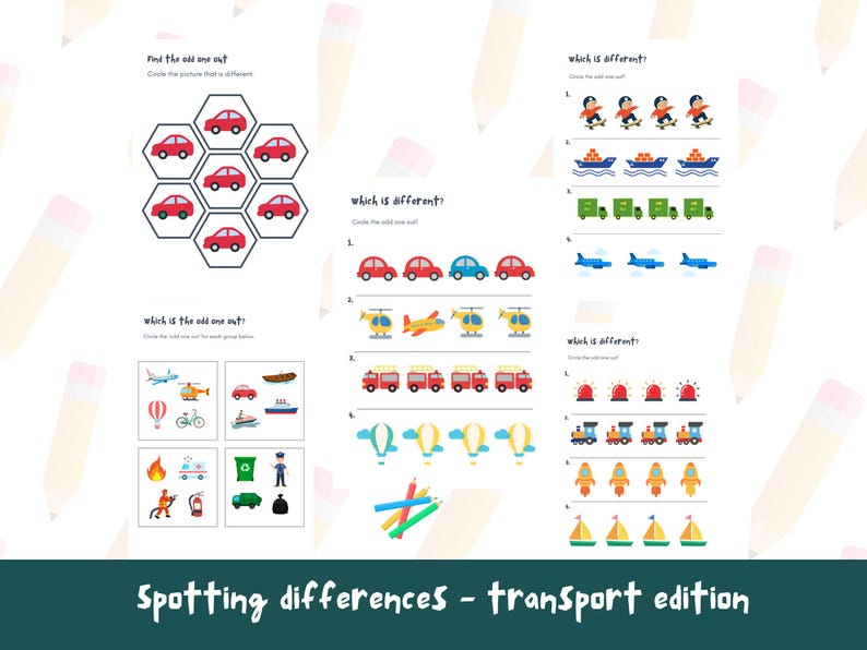 Printable Toddler Transport-themed Activity Worksheets, Spotting ...