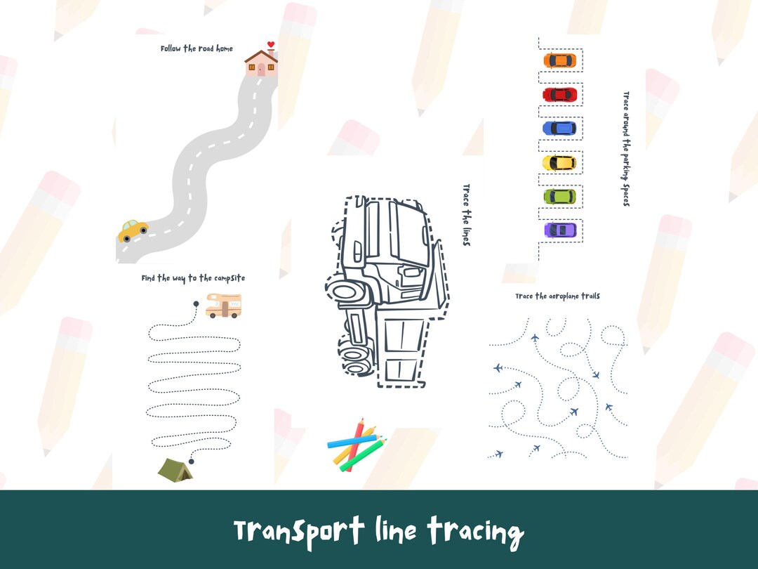 Printable Toddler Transport-themed Activity Worksheets, Line Tracing ...