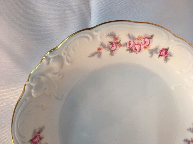 Wawel China Poland Rose Silver Leaves Embossed Scrolls Round - Etsy