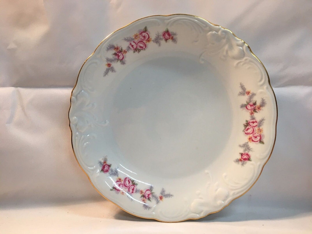 Wawel China Poland Rose Silver Leaves Embossed Scrolls Round - Etsy