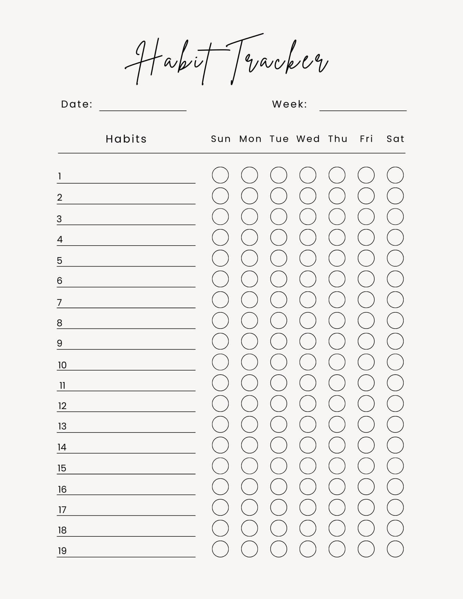 Digital/printable Habit Tracker - Etsy