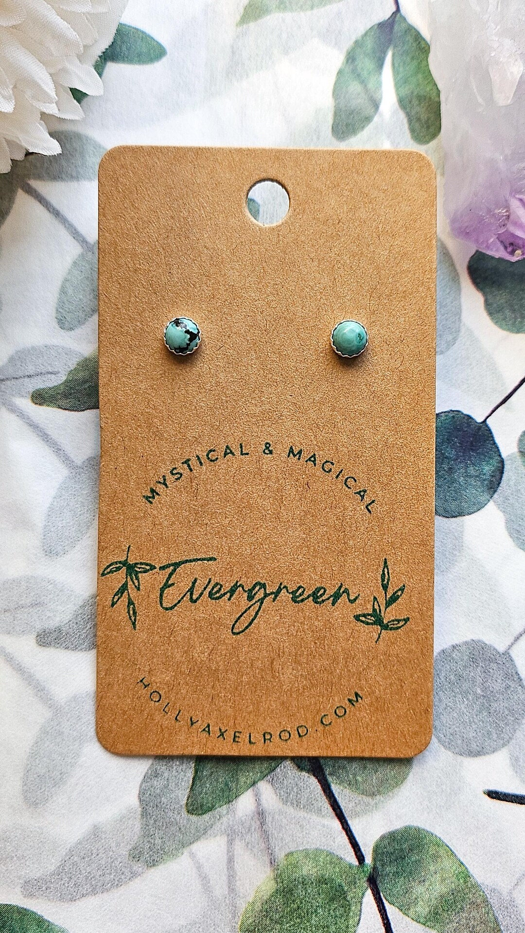 Handmade Turquoise Studs, Sterling Silver Studs, Serated Bezel ...
