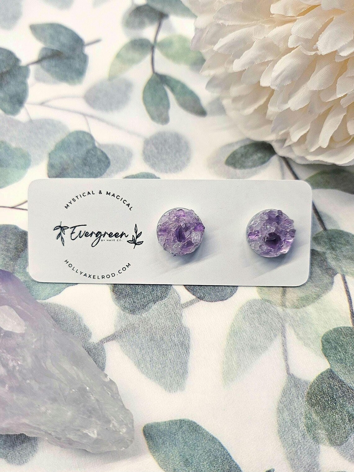 Handmade Amethyst Chip Studs, Hypoallergenic Stainless Steel, February ...
