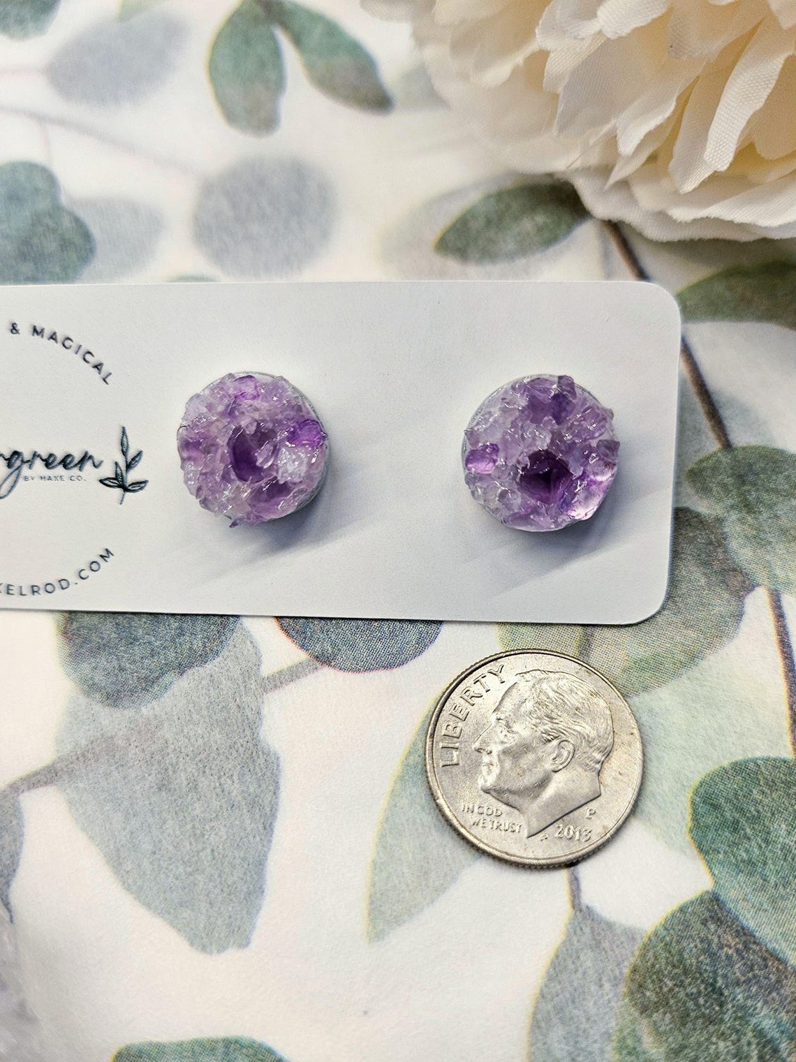 Handmade Amethyst Chip Studs, Hypoallergenic Stainless Steel, February ...