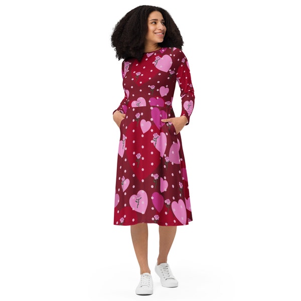 Heart Print Dress - Etsy