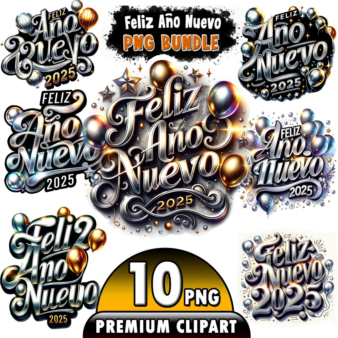 Feliz Año Nuevo 2025 PNG Bundle – Feliz Año Nuevo Clipart Para ...