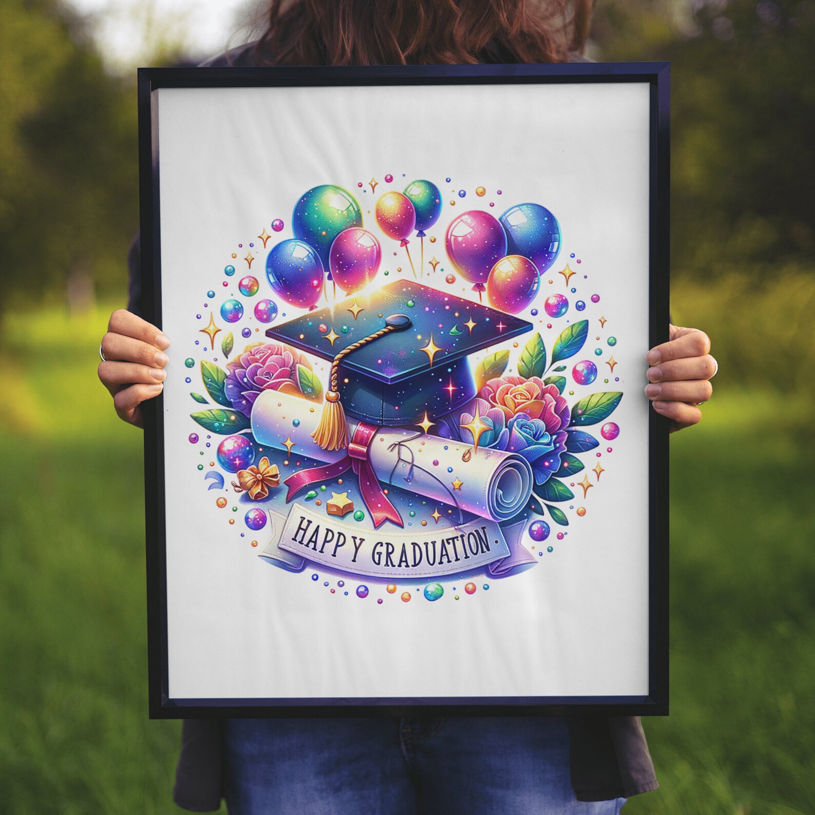 Watercolor Graduation Collection Clipart, 40 PNG Grad Floral Clipart ...