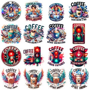 Coffee Printable Stickers, Funny Coffee Stickers, Coffeestickers ...