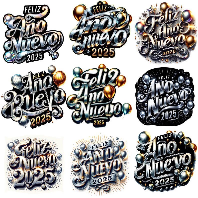 Feliz Año Nuevo 2025 PNG Bundle – Feliz Año Nuevo Clipart Para ...