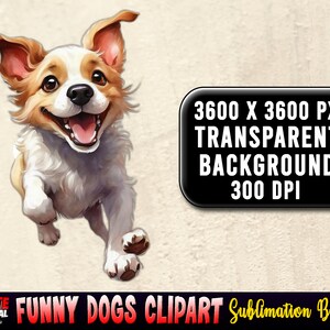 Funny Dog Clipart Bundle - Cute and Quirky Dogs, Watercolor Graphics ...