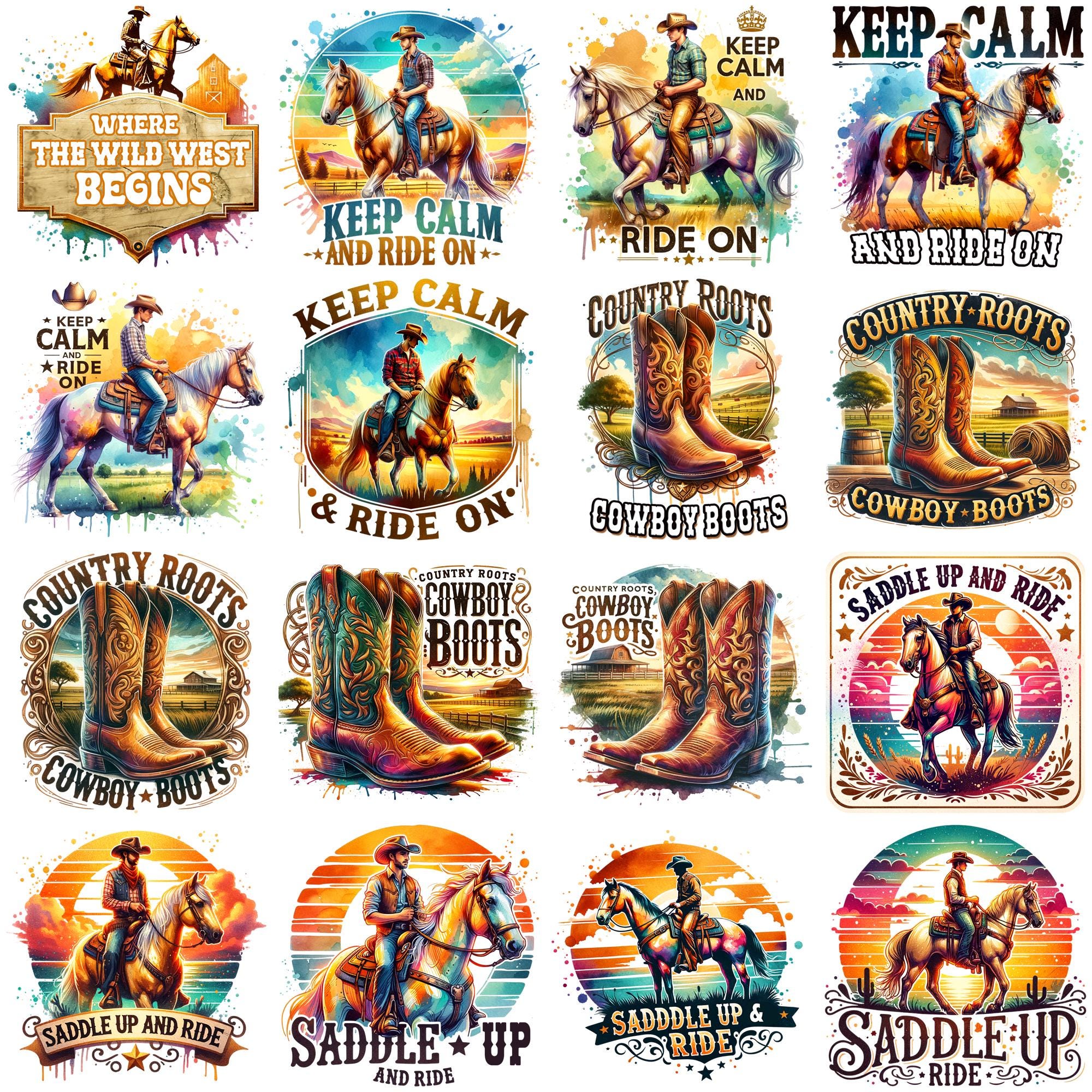 Cowboy Bundle PNG, Western PNG Bundle, Cowboy Sublimation Designs ...