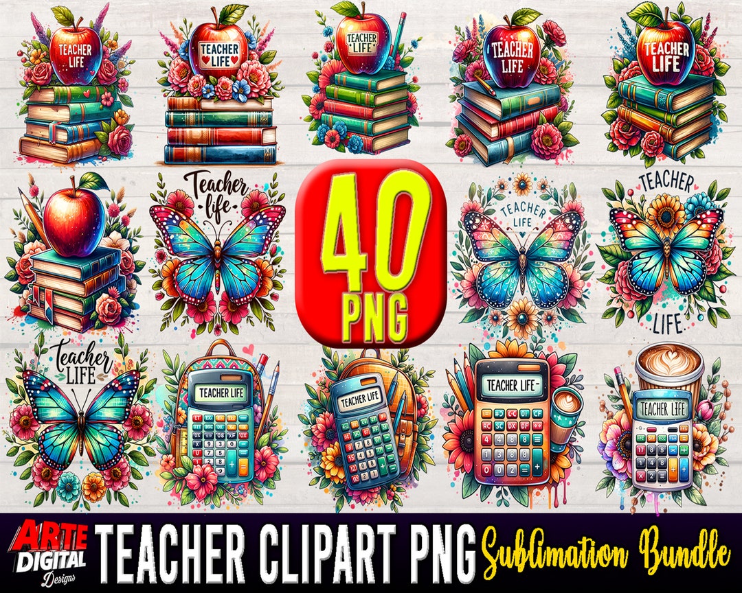 SCHOOL SUPPLY 40 Watercolor Clip Arts png, 300 Dpi, Notebook ...