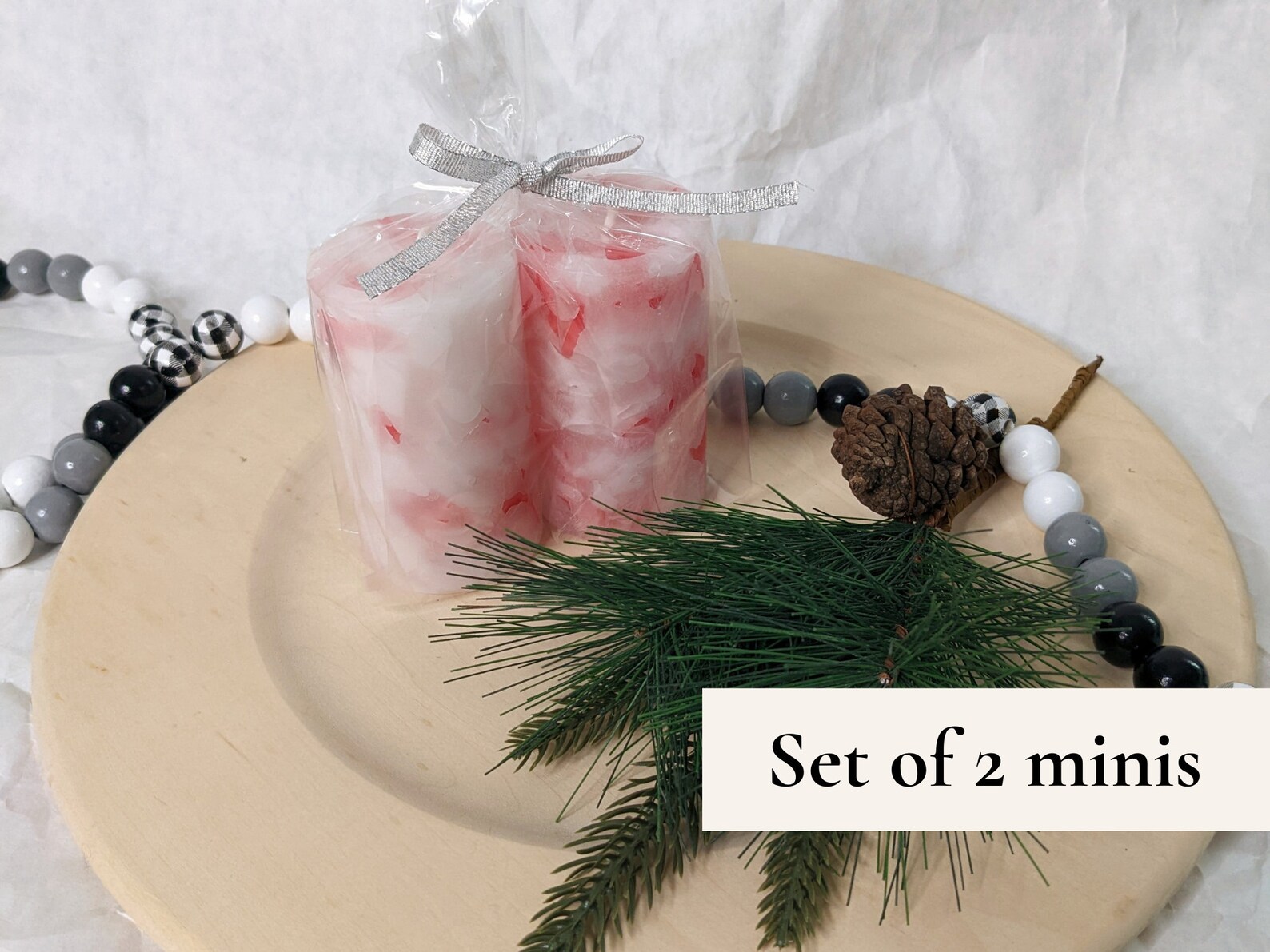 Peppermint Chunk Candle - Christmas Pillar Candle - Paraffin Wax Candle ...
