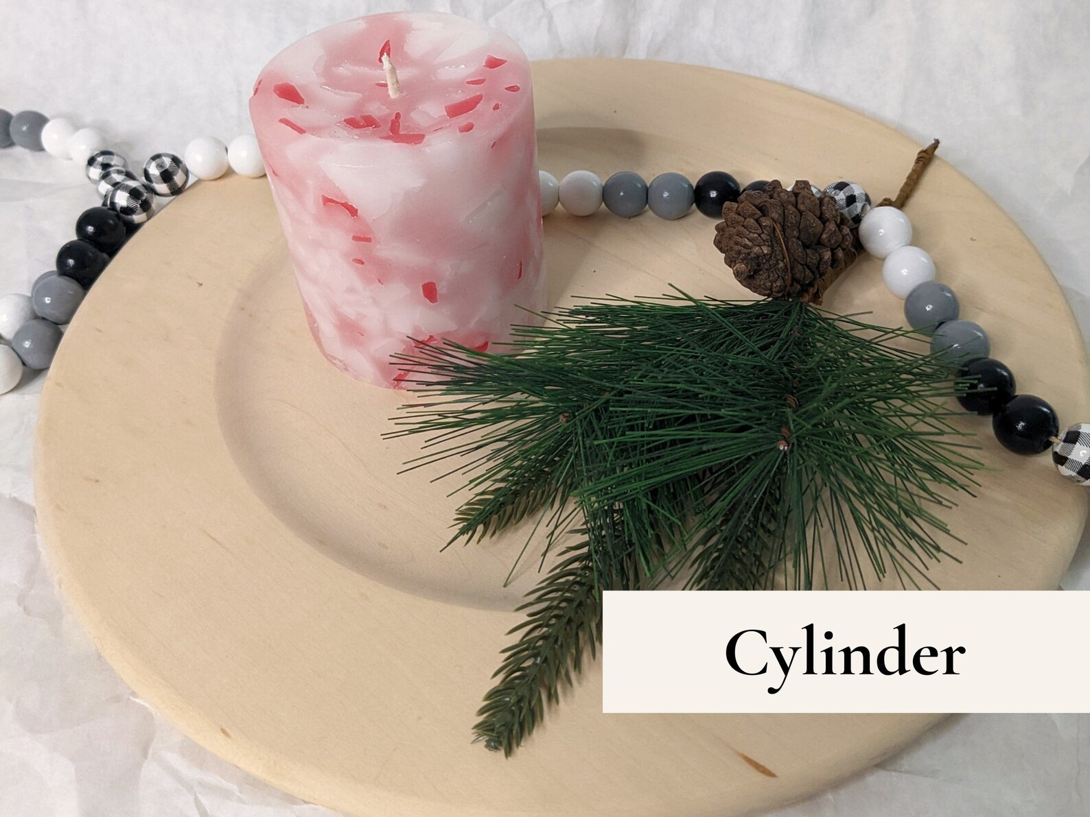 Peppermint Chunk Candle - Christmas Pillar Candle - Paraffin Wax Candle ...