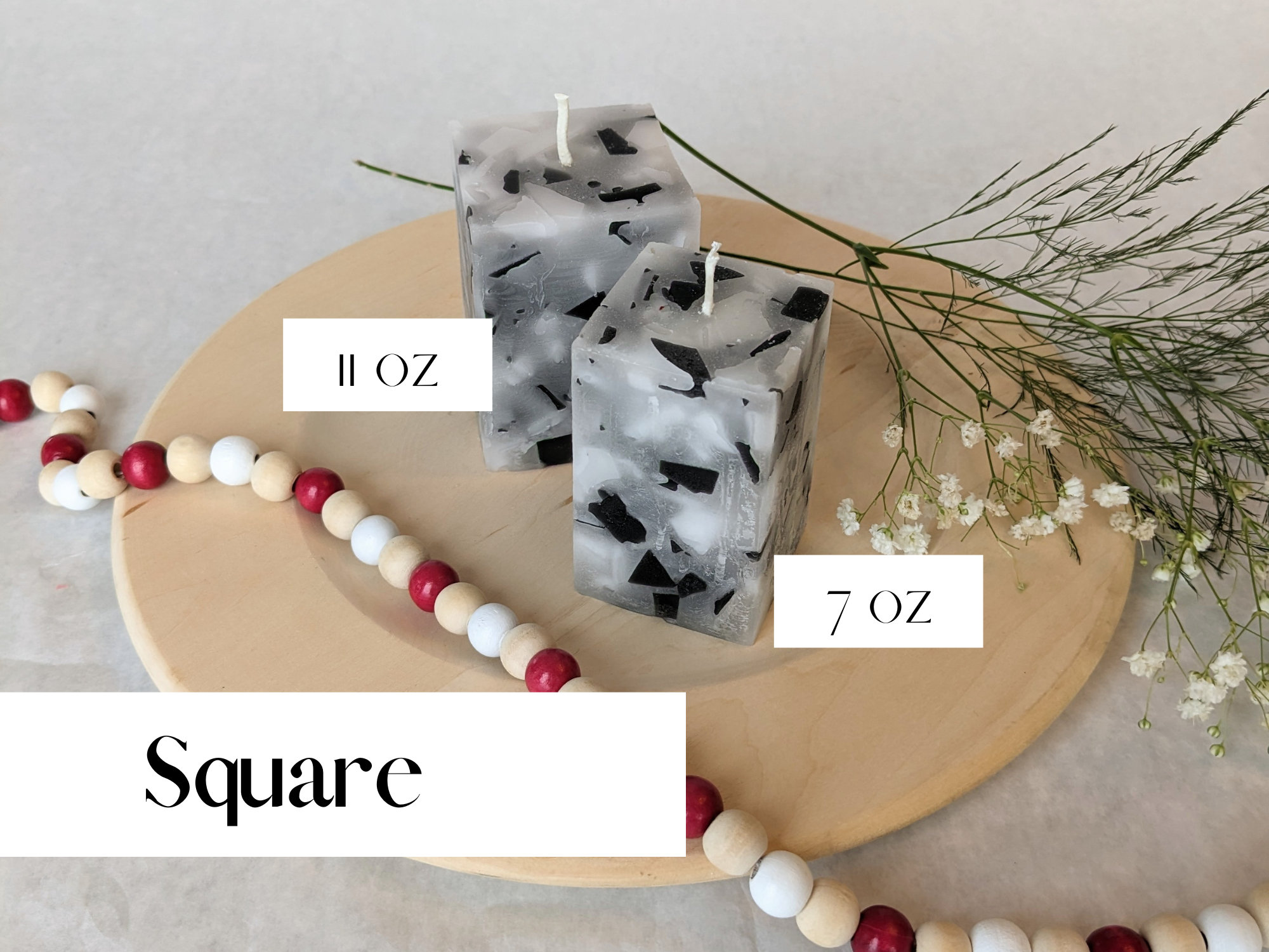 Black and White Chunky Candle - Modern Pillar Candle - Square Shaped ...