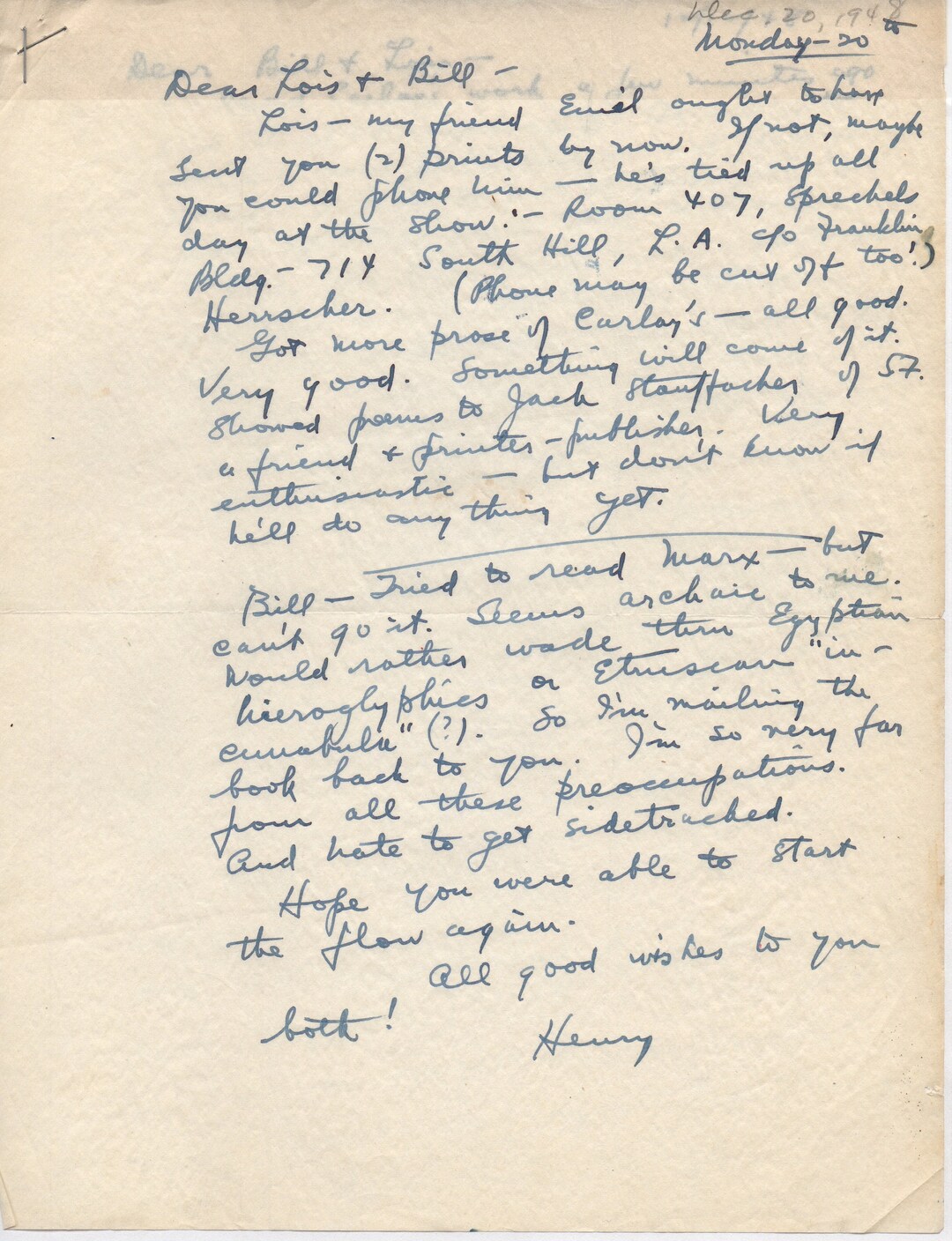 Henry Miller Signed Letter 1948 - Etsy