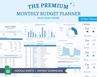 THE PREMIUM Monthly Budget Planner for Google Sheets, Financial Planner ...