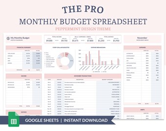 Ultimate Monthly Budget Spreadsheet Template for Google - Etsy