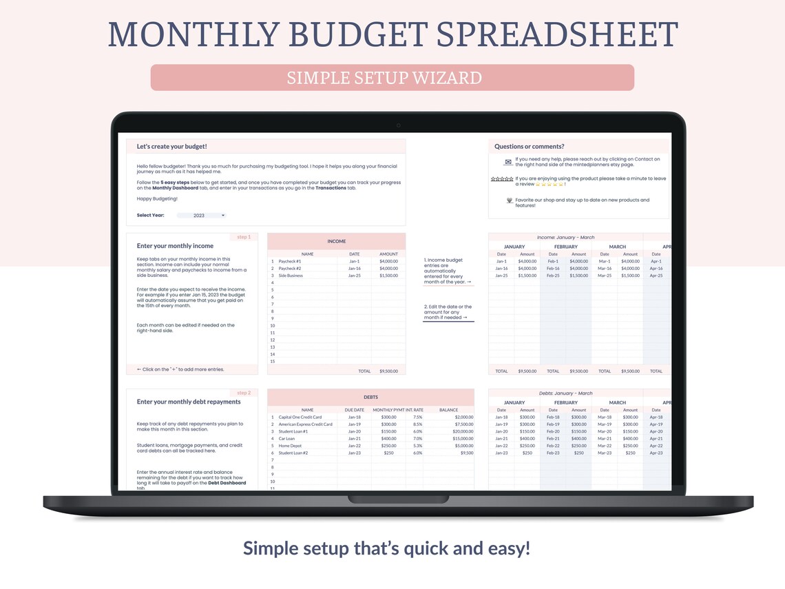 THE PRO Monthly Budget Planner for Google Sheets, Financial Planner ...