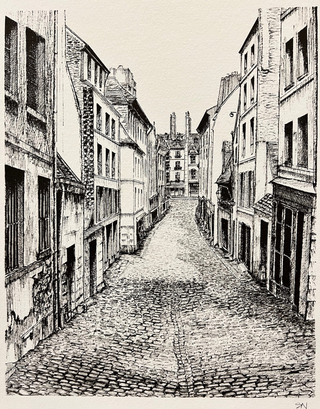 Pen and Ink Architectural Drawings ,rue Du Bon-puits , 1800s Paris ...