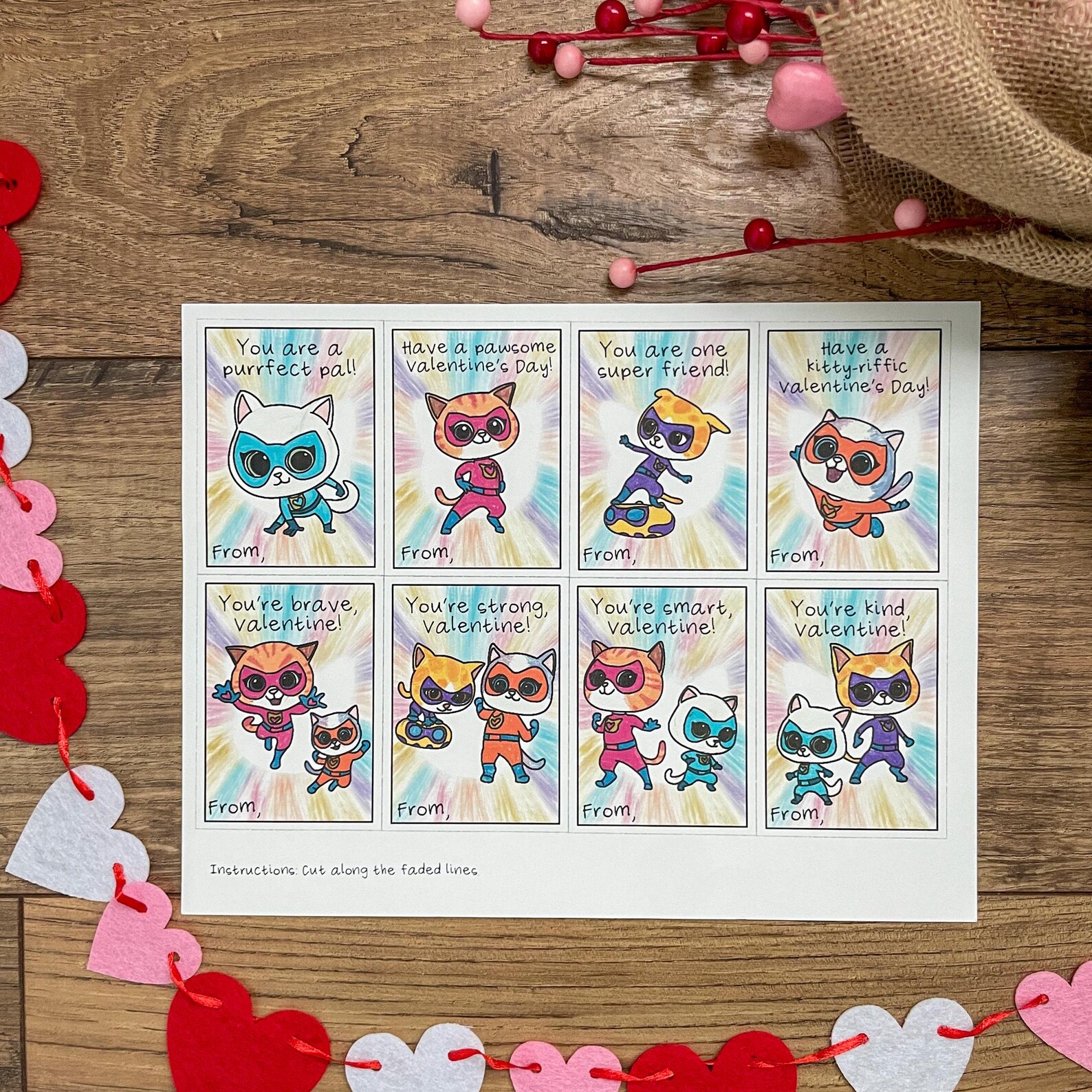 Printable Super Kitties Valentine's Day Cards - Etsy