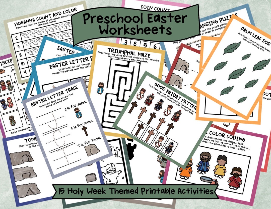Preschool Printable Easter Holy Week Activity Worksheets - Etsy