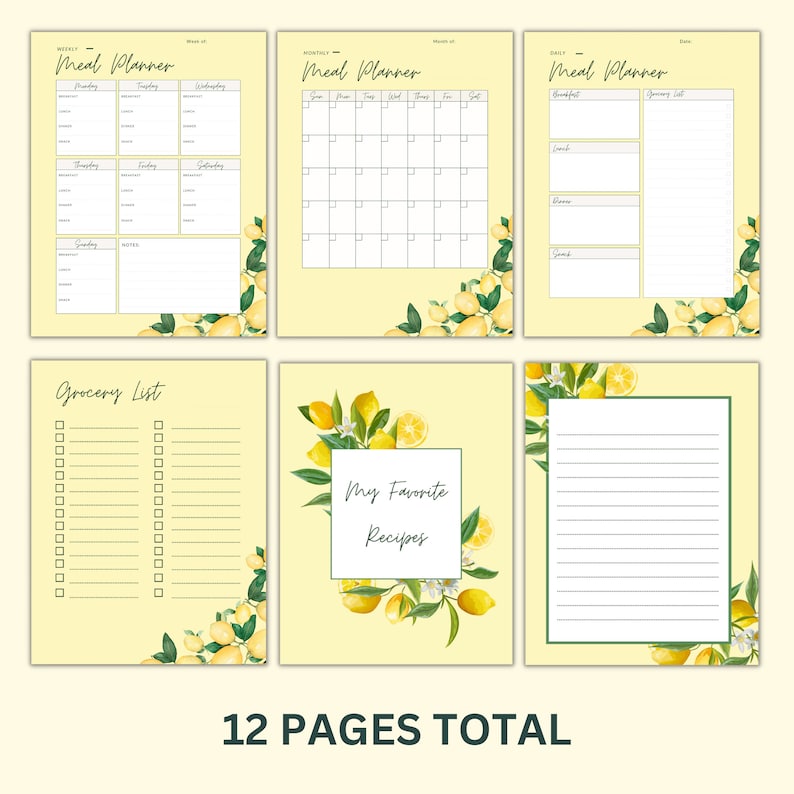 Meal Planner Printable, Daily Food Journal, Weekly Food Journal ...