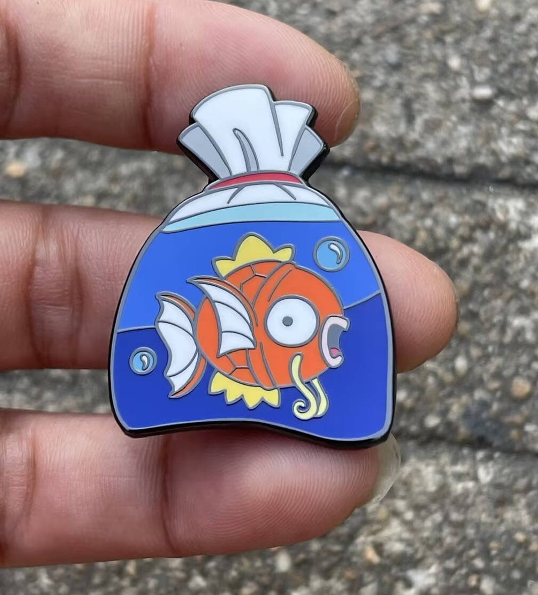 Golden Splash: Magikarp in a Mystic Goldfish Bag Enamel Pin - Etsy
