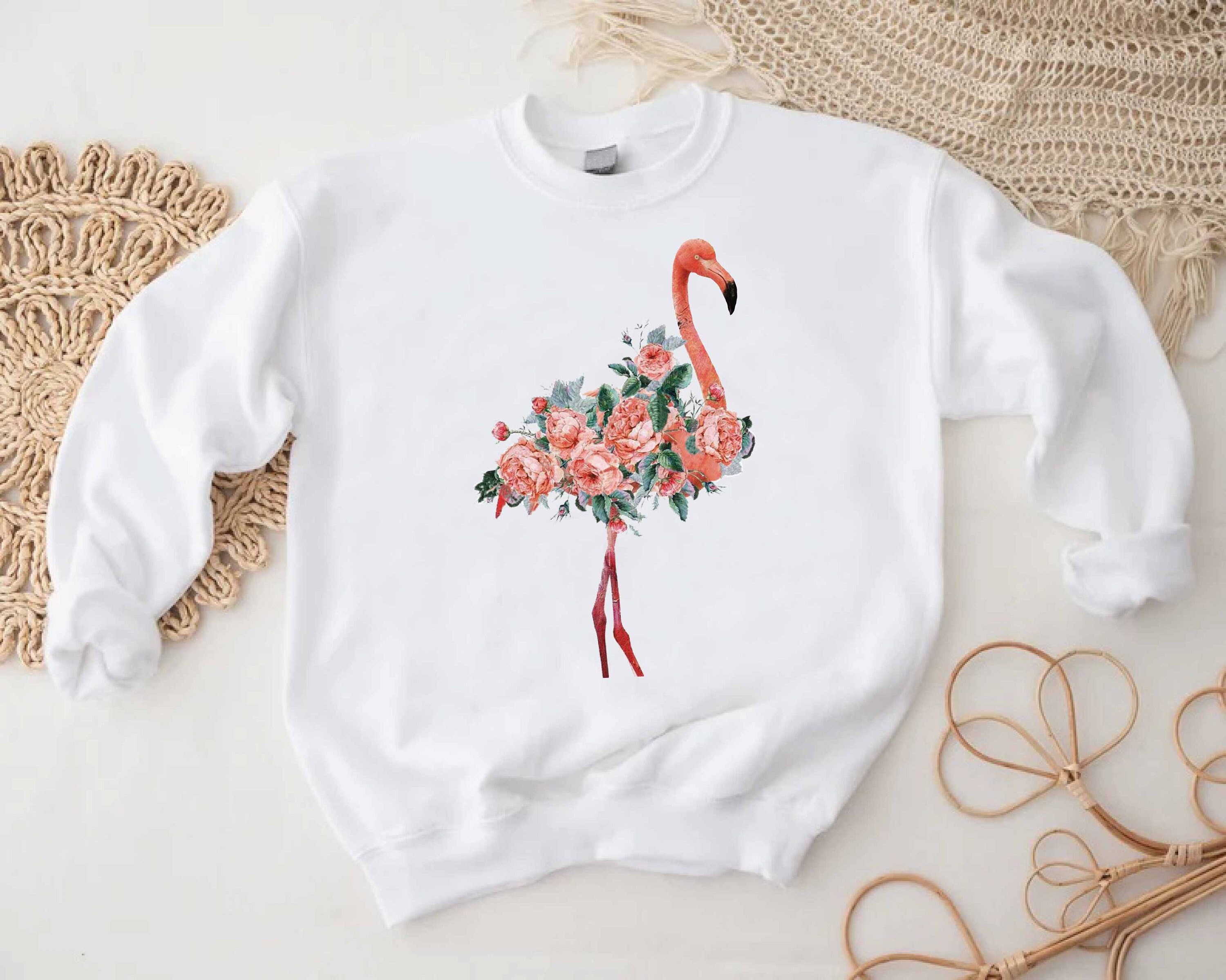 Flamingo Flower Sweatshirt. Flamingo Sweatshirt. Watercolour Flamingo ...