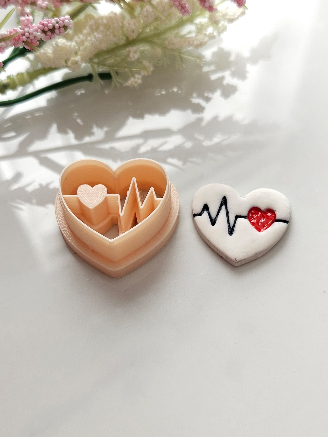 Valentines Clay Cutters, Heartbeat Polymer Clay Cutter, Valentine Heart ...